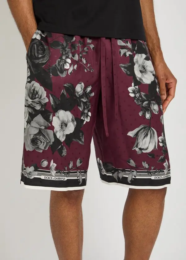 Dolce & Gabbana Floral Print Silk-twill Shorts
