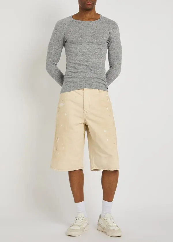 STRETCH FRAISE Ribbed Stretch-cotton T-shirt