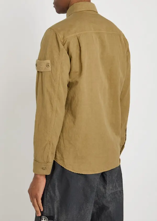 Stone Island Logo Cotton And Linen-blend Overshirt