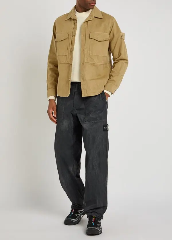 Stone Island Logo Cotton And Linen-blend Overshirt
