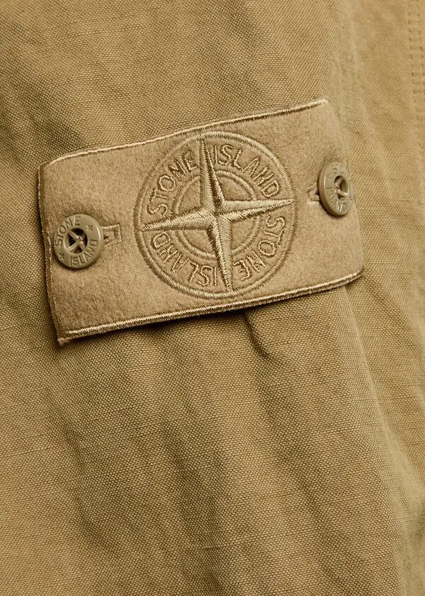 Stone Island Logo Cotton And Linen-blend Overshirt