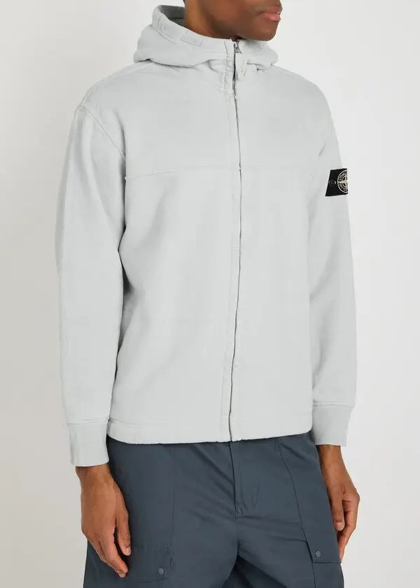 Stone Island Logo Hooded Cotton Sweatshirt