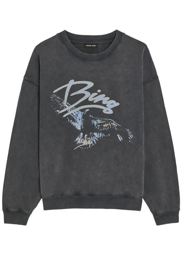 ANINE BING Spencer Printed Cotton Sweatshirt