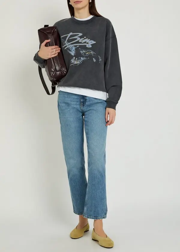 ANINE BING Spencer Printed Cotton Sweatshirt
