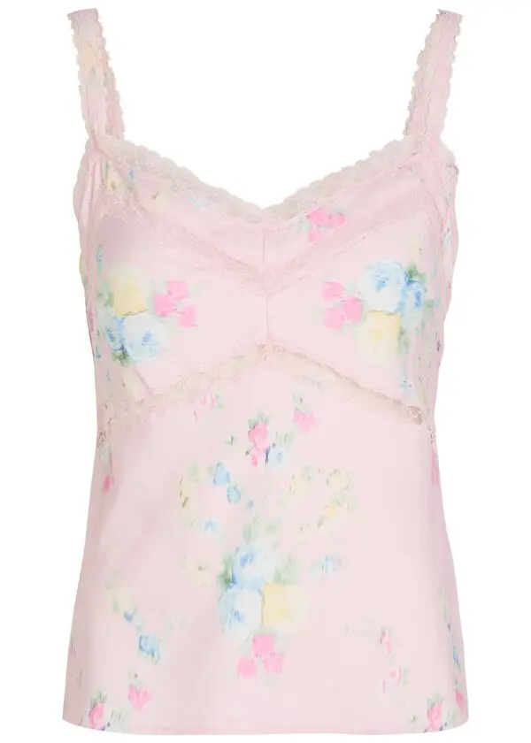 LoveShackFancy Lirena Floral-print Cami Top - Pink