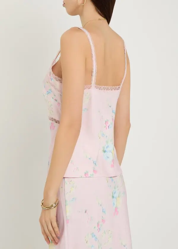 LoveShackFancy Lirena Floral-print Cami Top - Pink