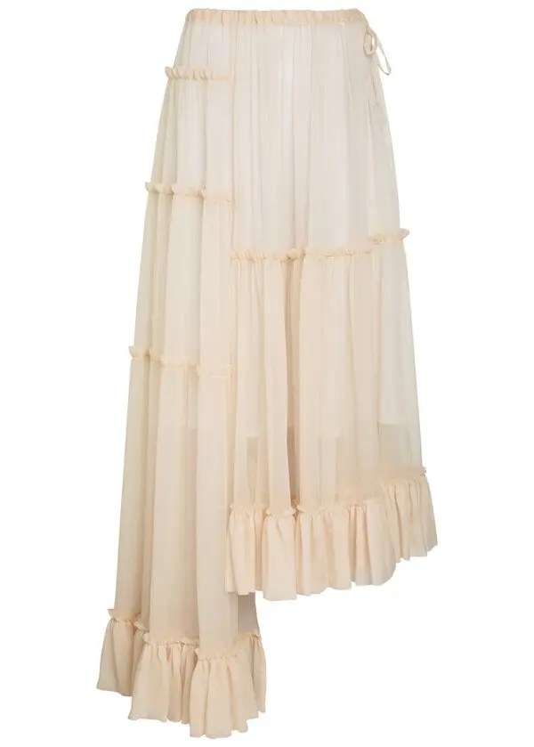 Dries Van Noten Sunia Asymmetric Silk-georgette Maxi Skirt - Ecru