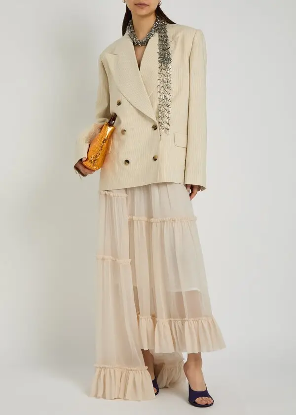 Dries Van Noten Sunia Asymmetric Silk-georgette Maxi Skirt - Ecru