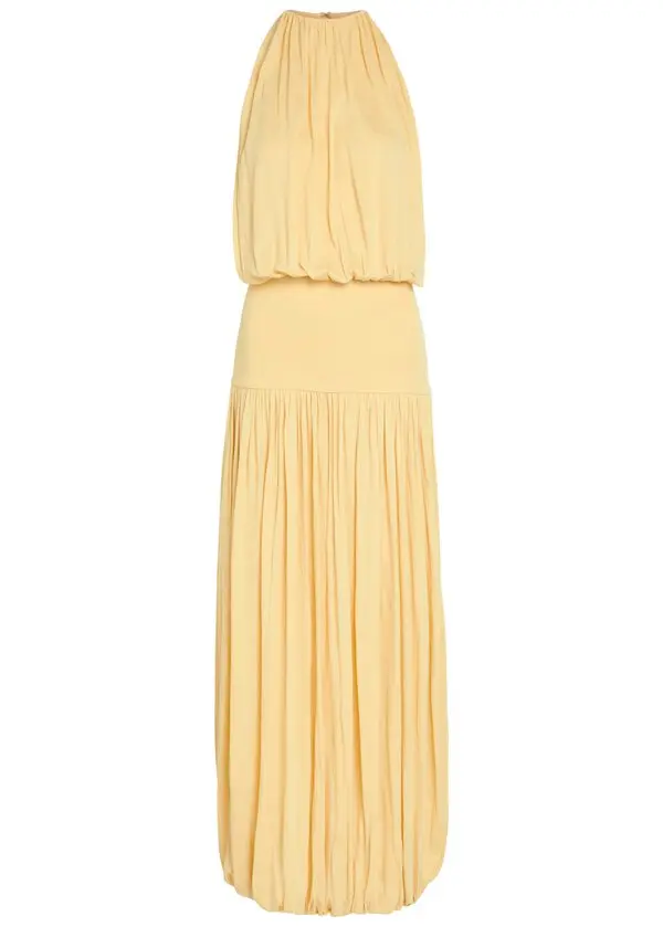 TOTEME Gathered Jersey Maxi Dress - Gold