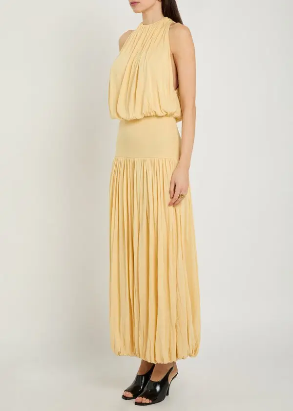 TOTEME Gathered Jersey Maxi Dress - Gold