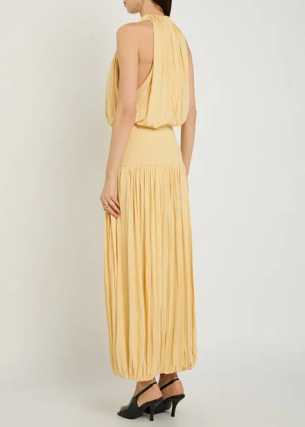 TOTEME Gathered Jersey Maxi Dress - Gold