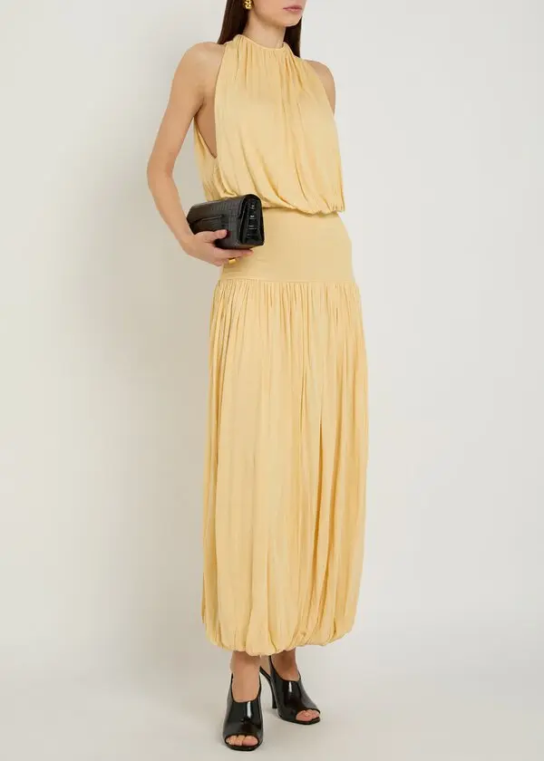 TOTEME Gathered Jersey Maxi Dress - Gold