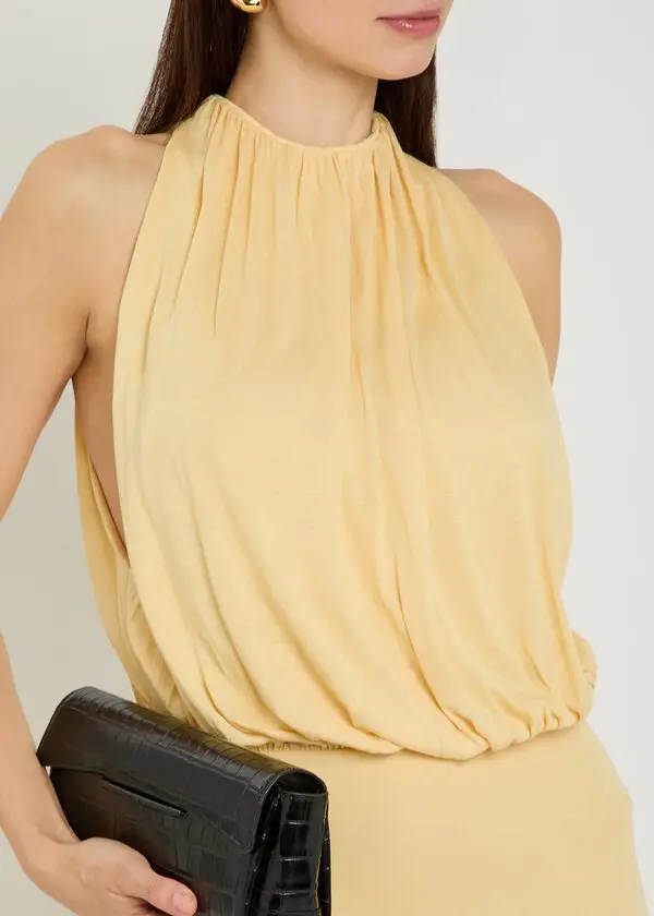 TOTEME Gathered Jersey Maxi Dress - Gold