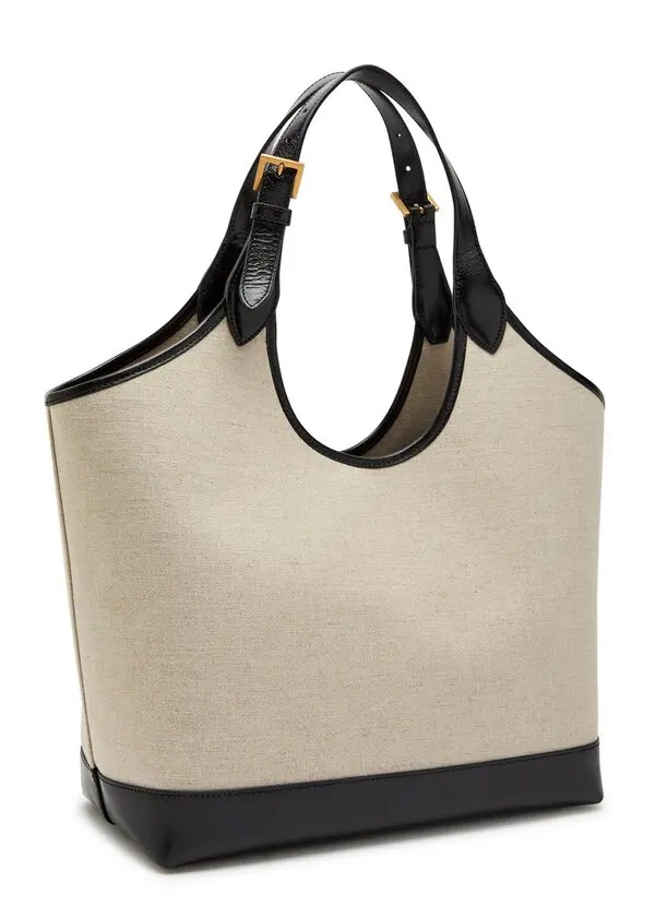 Versace Large Leather And Canvas Tote Bag - Black