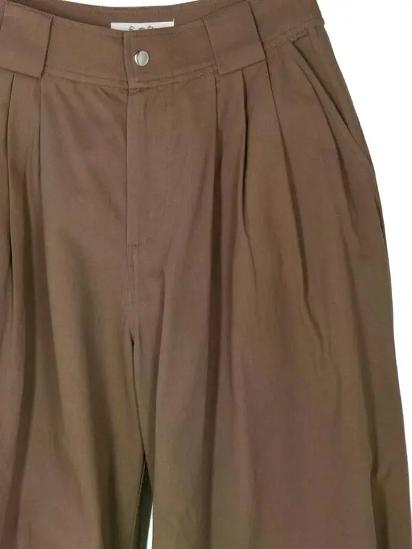 Sea Lois Pleated Twill Trousers - Brown