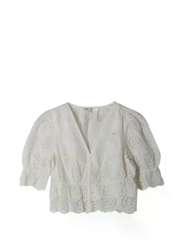 FRAME Eyelet Ruffled Blouse