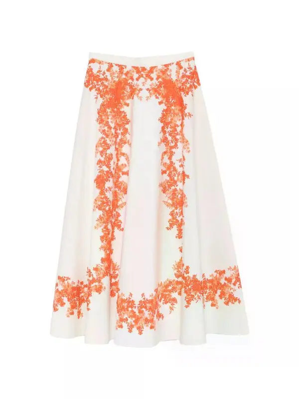 Giambattista Valli Floral Print Midi Skirt - White