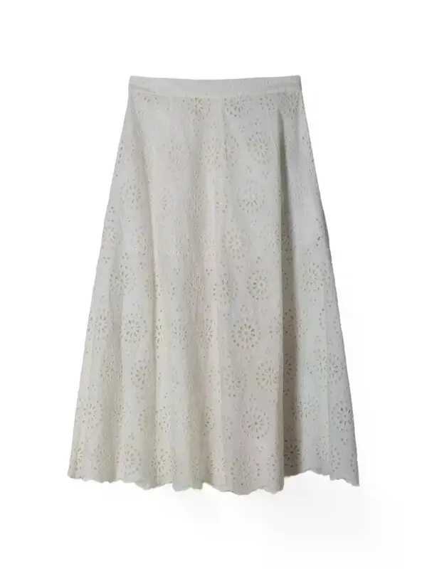 FRAME Eyelet Mid Skirt - White
