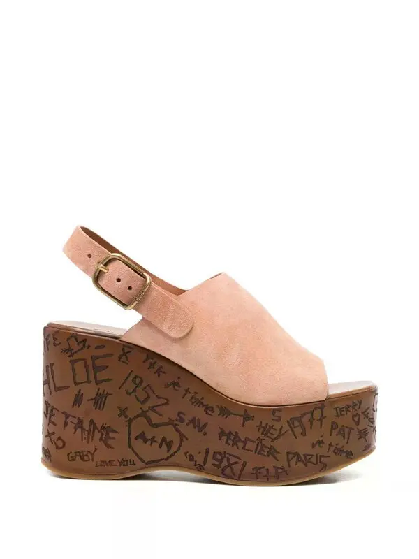 Chloé Maxime Wedge Buckle Sandals - Pink