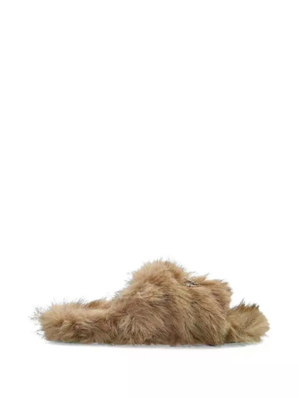 Balenciaga Furry Slippers - Neutrals