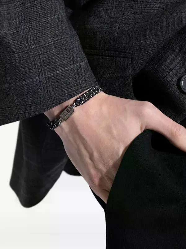 Balenciaga Saint-germain Logo-plaque Bracelet - Silver