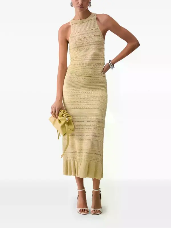 Liu Jo Openwork Flounced Midi Skirt - Yellow