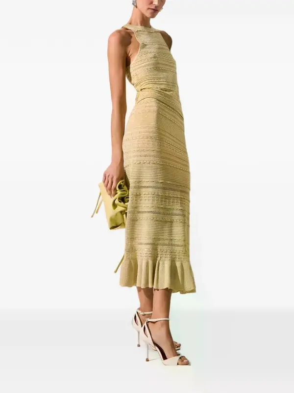 Liu Jo Openwork Flounced Midi Skirt - Yellow
