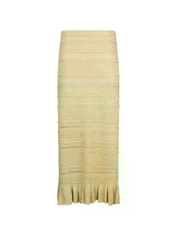 Liu Jo Openwork Flounced Midi Skirt - Yellow