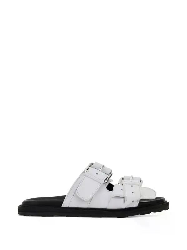 Moschino Buckle Strap Slippers - White