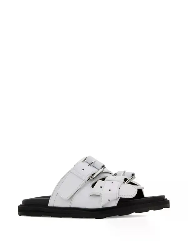 Moschino Buckle Strap Slippers - White