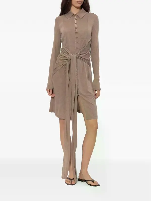 GANNI Tie-detailed Button-up Mini Dress