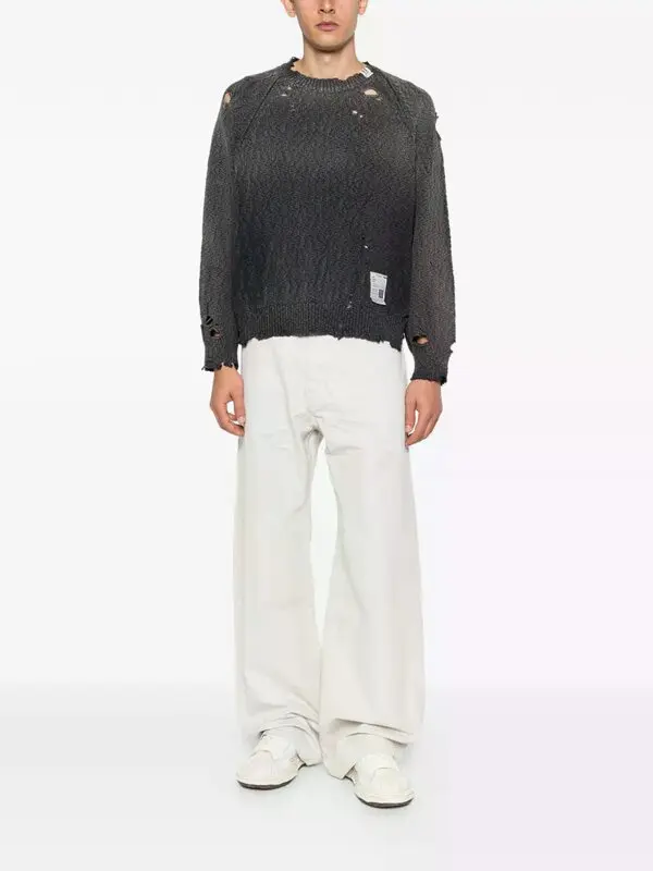 Mihara Yasuhiro Distressed Crew-neck Sweater - Grey