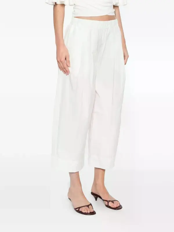 Apuntob Elasticated Wide Leg Trousers - White