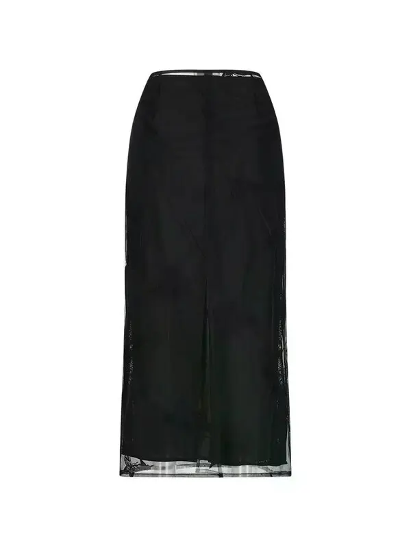 Blumarine Butterfly Embroidered Midi Skirt - Black