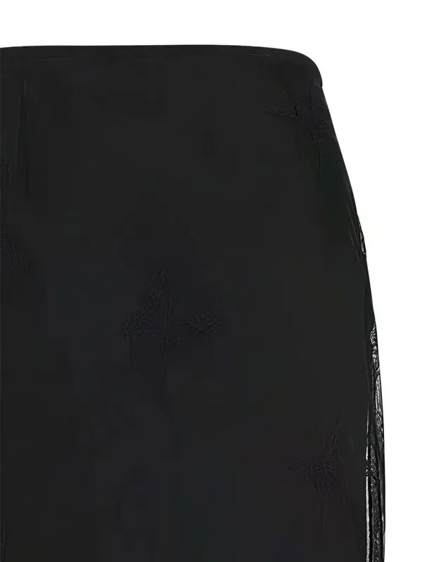Blumarine Butterfly Embroidered Midi Skirt - Black