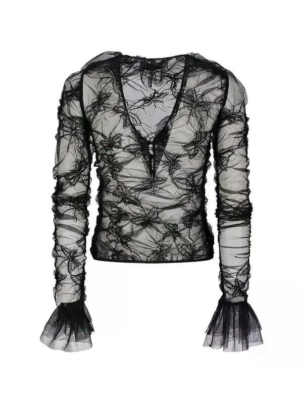 Blumarine Ruffled Net Blouse