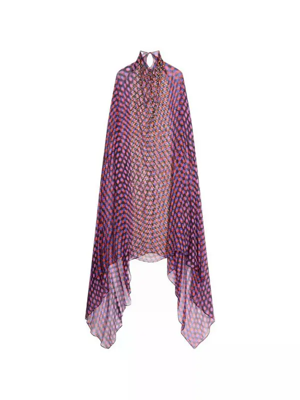 Dries Van Noten Polka-dot Cape Dress - Purple
