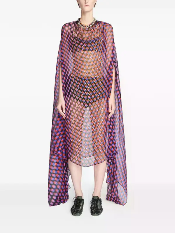 Dries Van Noten Polka-dot Cape Dress - Purple
