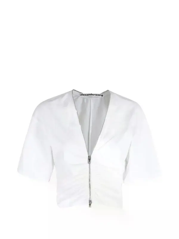 Alexander Wang V-neck Zip-up Top - White