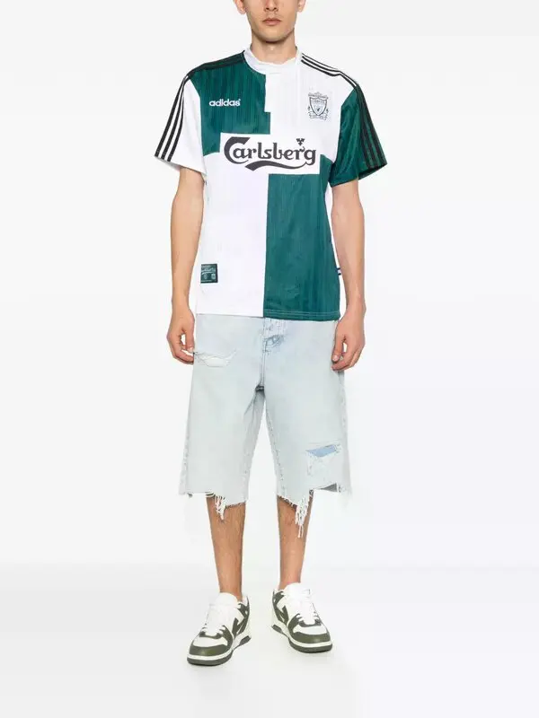 Adidas Liverpool Fc Three-stripe Panelled T-shirt - Green