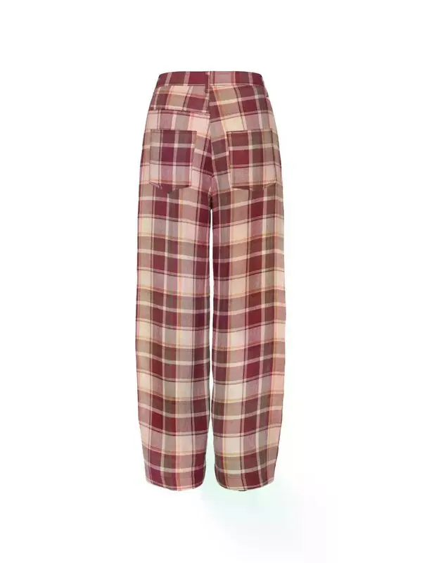MARBELL Courtney Patterned Linen Trousers - Red