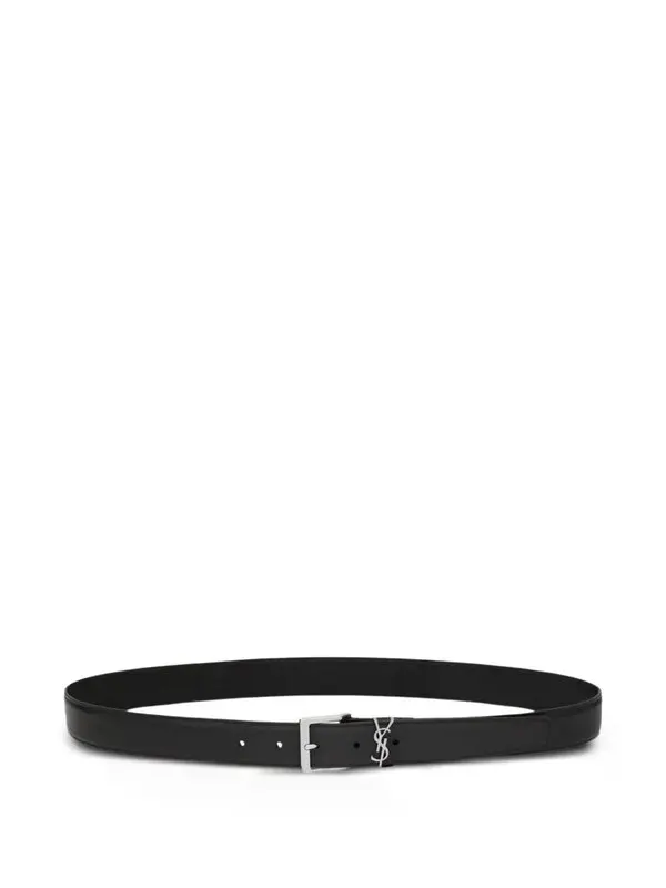 Saint Laurent Cassandre Leather Belt - Black