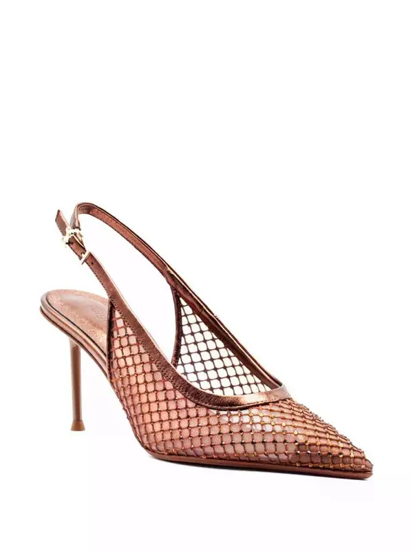 SERGIO LEVANTESI Greta6 Embellished Mesh Pumps - Brown