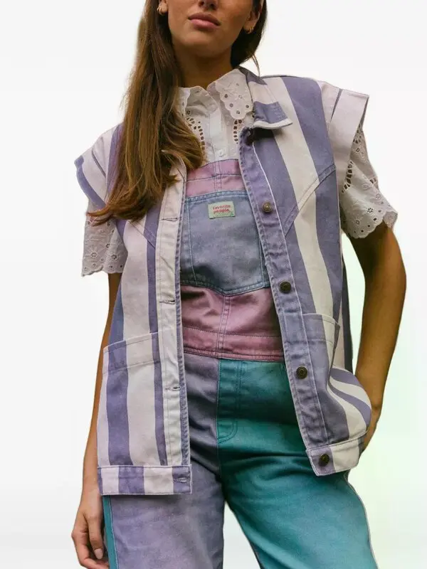 FAVORITE PEOPLE Striped Buttoned Vest