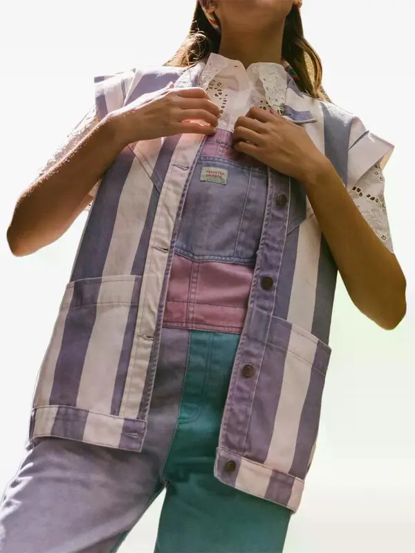 FAVORITE PEOPLE Striped Buttoned Vest