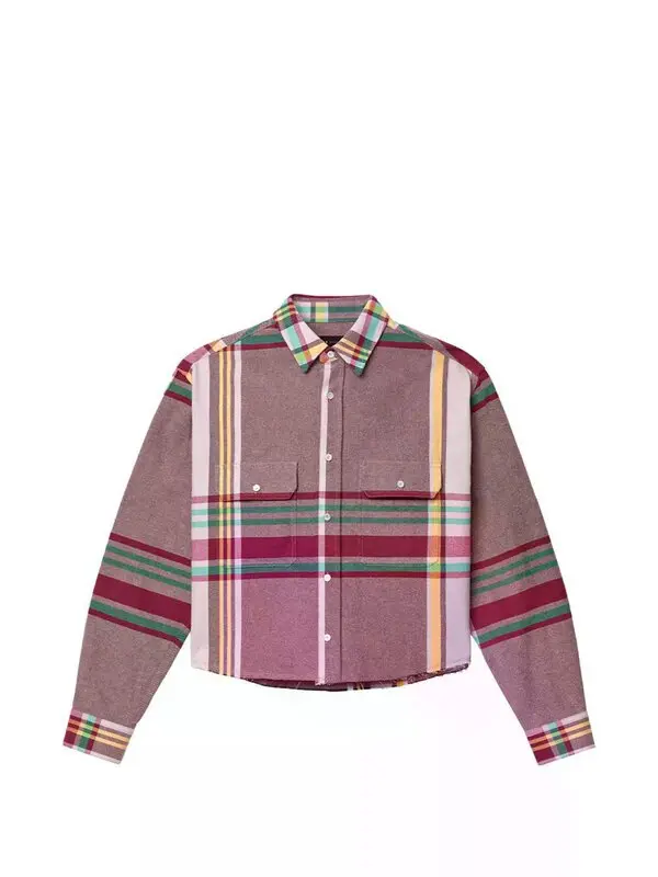 PURPLE BRAND Fade Plaid Cropped Shirt