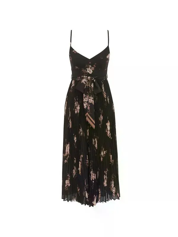 Zimmermann Floral Pleated Dress - Black