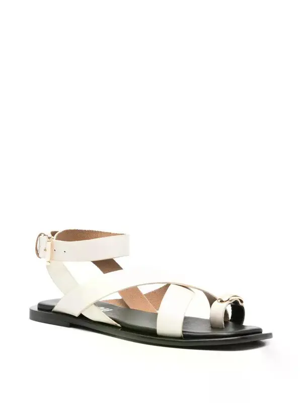 BIBI LOU Flat Buckle Strap Sandals - White