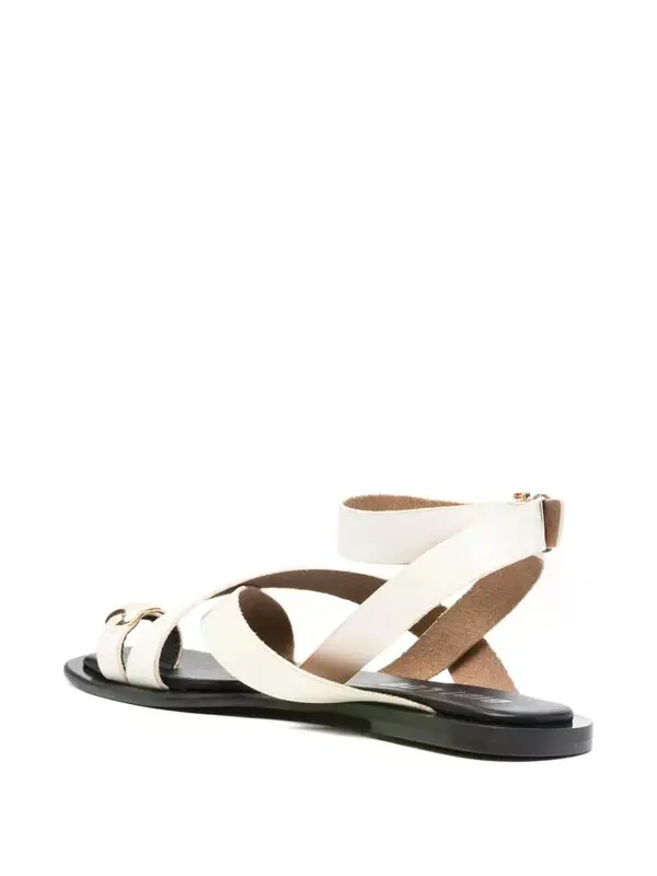 BIBI LOU Flat Buckle Strap Sandals - White