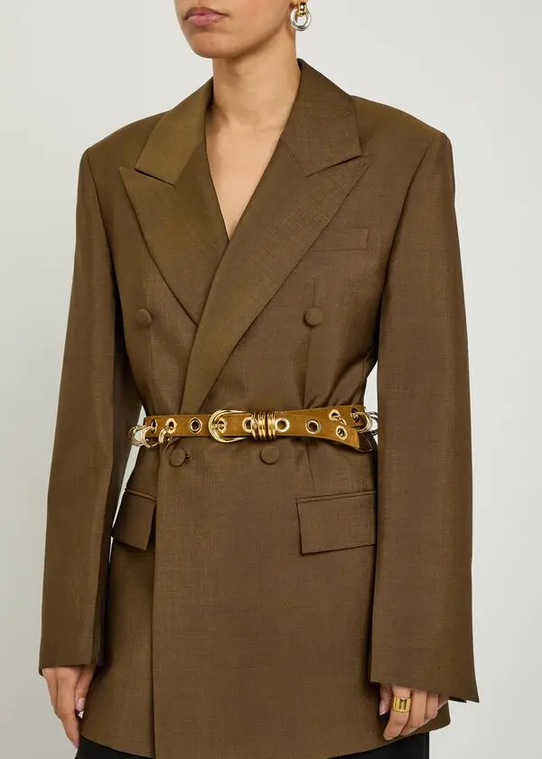 DEHANCHE Ring-embellished Suede Belt - Brown